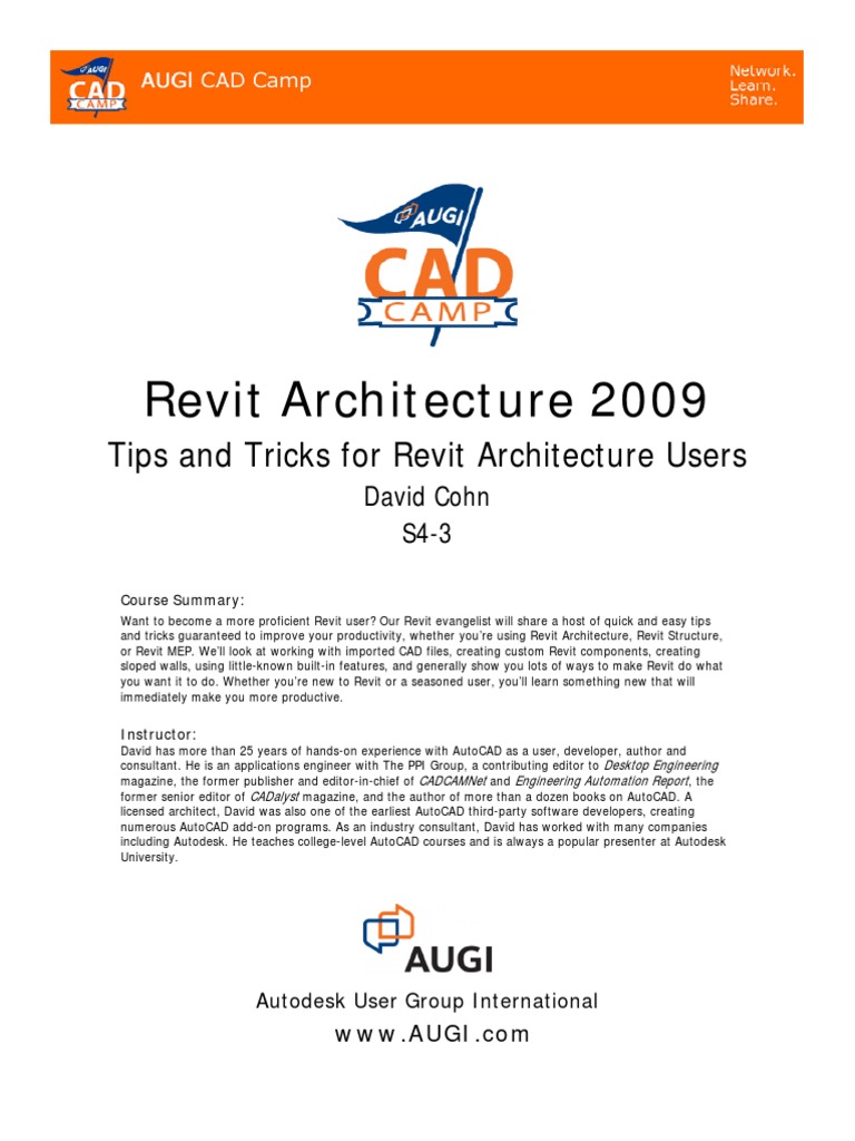 2009 Revit Tips And Tricks Pdf Autodesk Revit Auto Cad