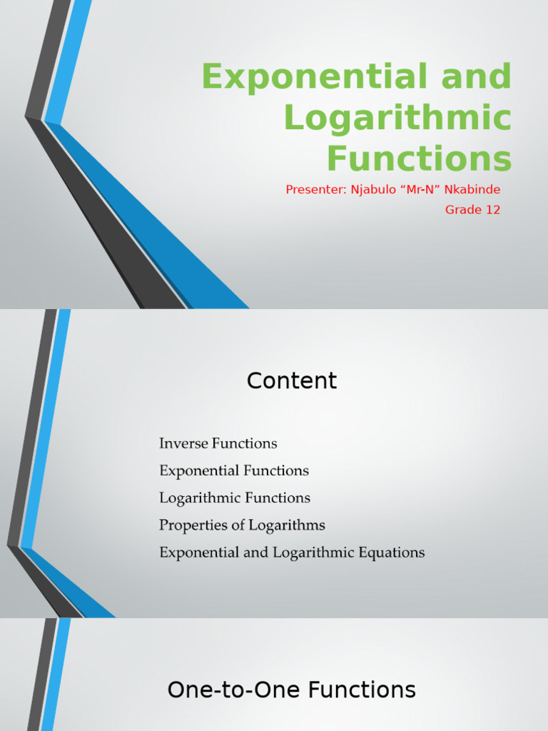 Exponentialandlogarithmicfunctions 140306230640 Phpapp01 Pdf Function Mathematics Logarithm
