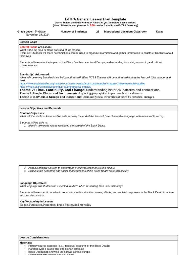 Black Death Lesson 4 | PDF | Lesson Plan | Black Death