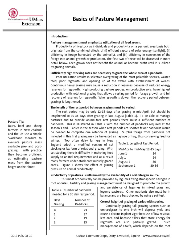 Basics of Pasture Management 08-30 | PDF | Grazing | Clover