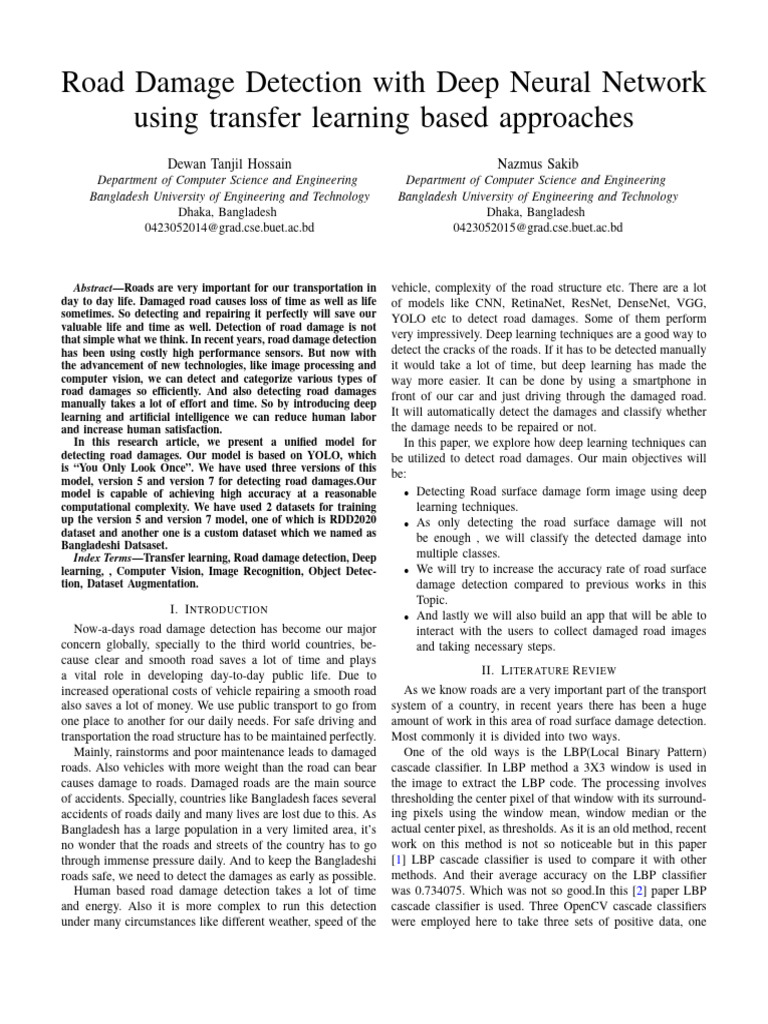 Road Damage Detection and Classification | PDF | Deep Learning ...