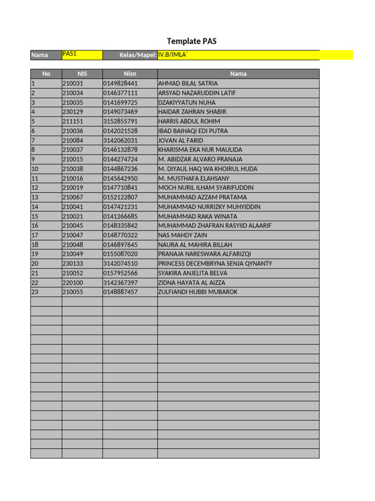Template Pas IV.b Imla' | PDF