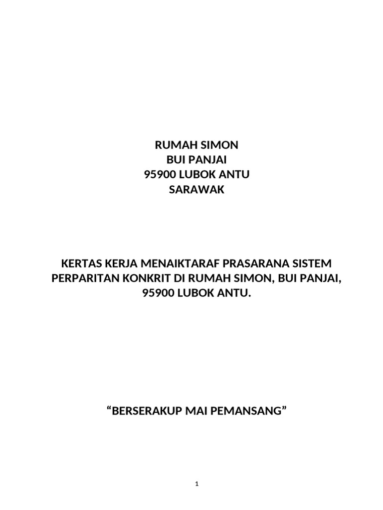 KERTAS SALIRAN PARIT RUMAH SIMON BUI PANJAI 2024 | PDF
