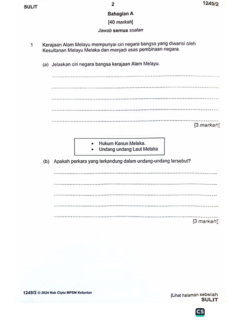 Trial K2 Sejarah SPM 2024 - Kelantan | PDF