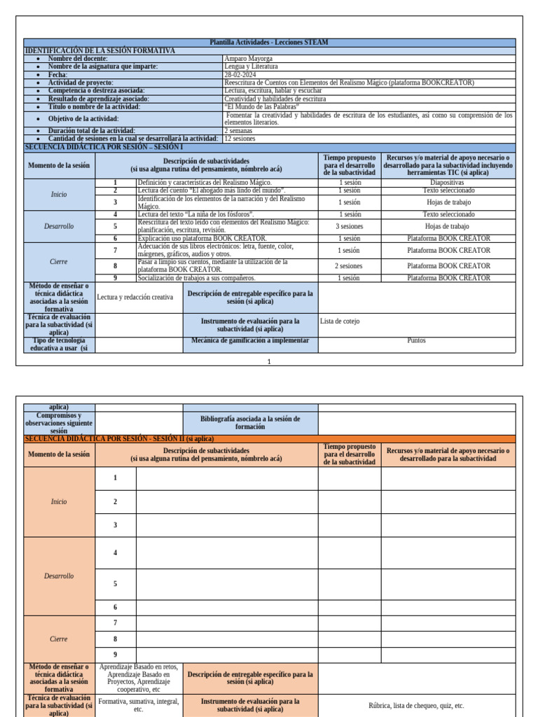 Plantilla Reto M5 - STEAM Actividad | PDF | Aprendizaje | Evaluación