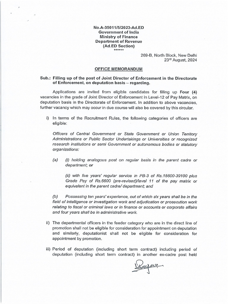 Vacancy Circular For The Post of JDE | PDF
