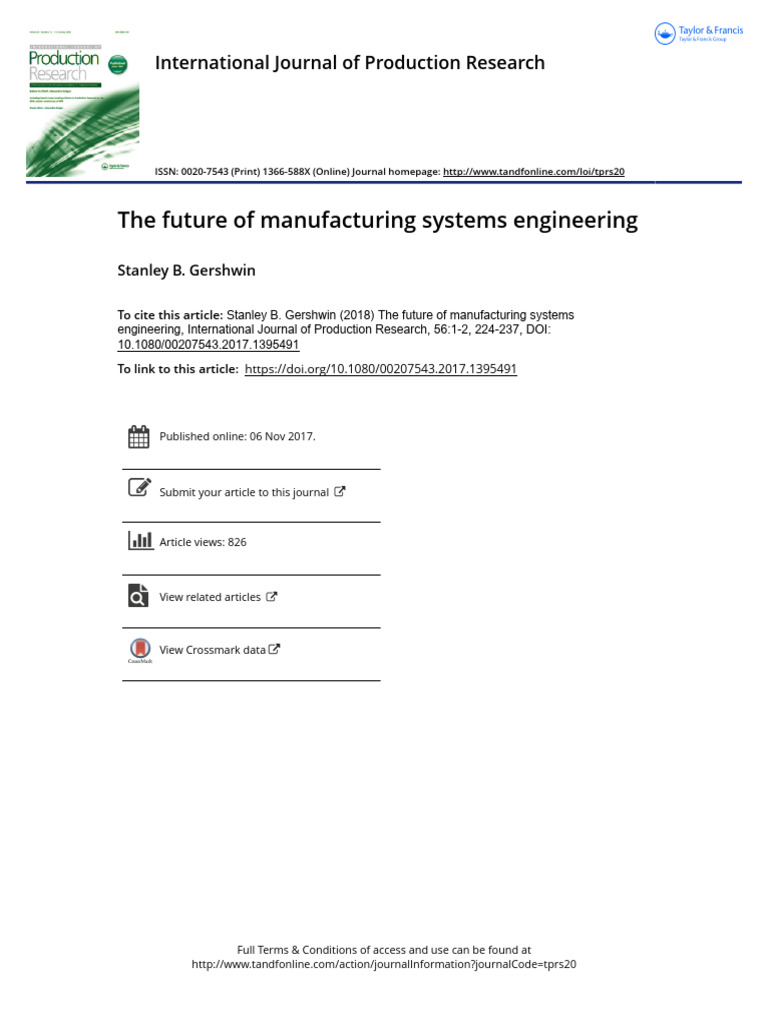 The Future of Manufacturing System Engineering | PDF | Simulation | Systems Engineering