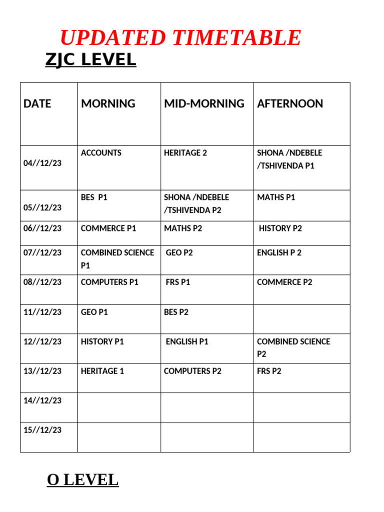 2023 TIMETABLE | PDF | Science