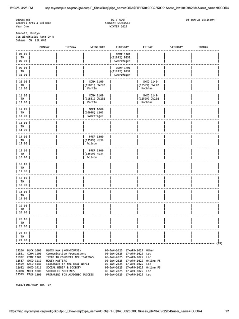 R. Bennett Timetable | PDF