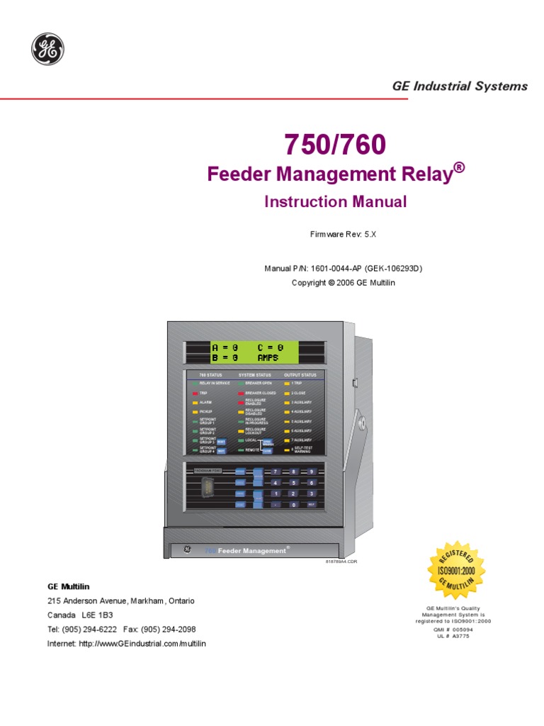 GE Multilin 750_760 Basic | Relay | Electric Power System