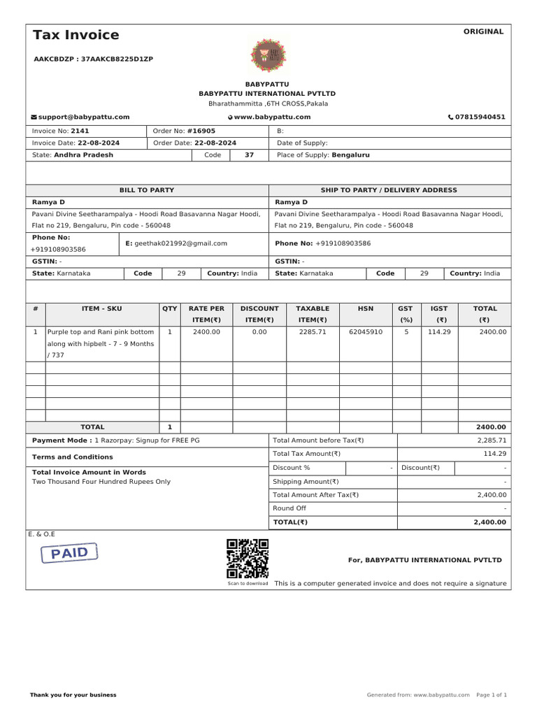 invoice_original_6905 | PDF | Public Finance | Taxation