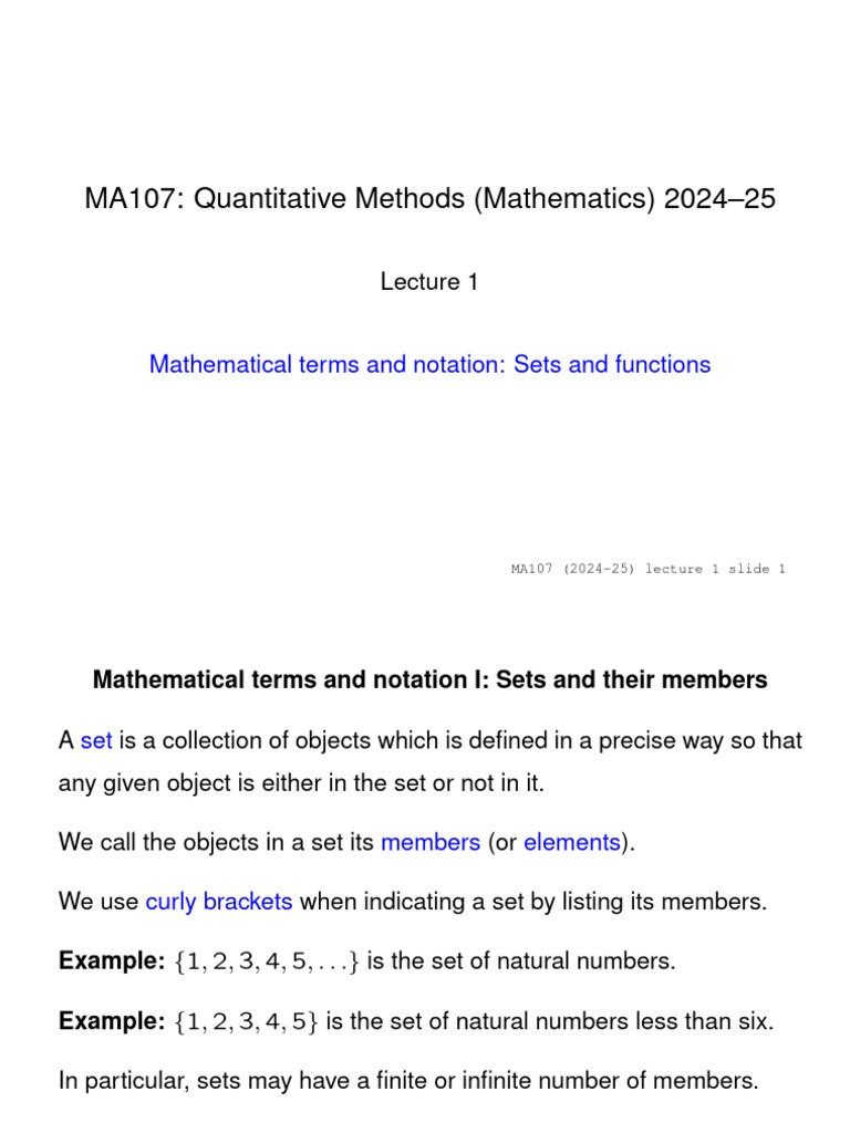 lect.01 | PDF | Set (Mathematics) | Natural Number