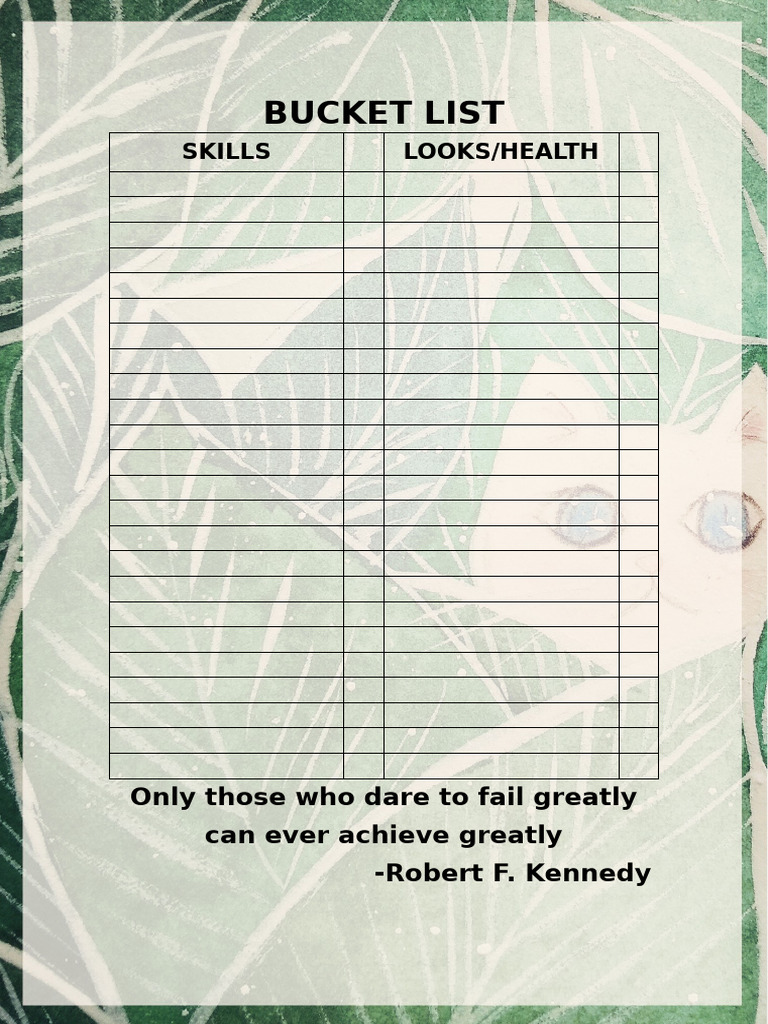 Bucket List Format | PDF