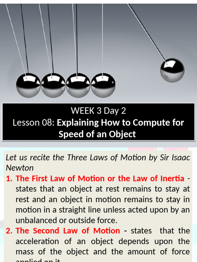 SCIENCE Q3 WK 3 Day 3 Explaining How To Compute For Speed of An Object ...