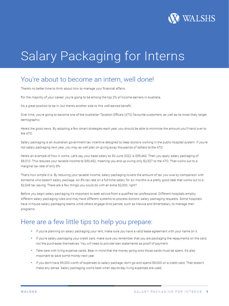 Salary Packaging Tips for Interns | PDF | Taxes | Salary