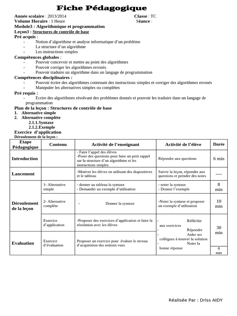 Fiche Mod4 l3 | PDF | Programmation informatique | Structure de contrôle