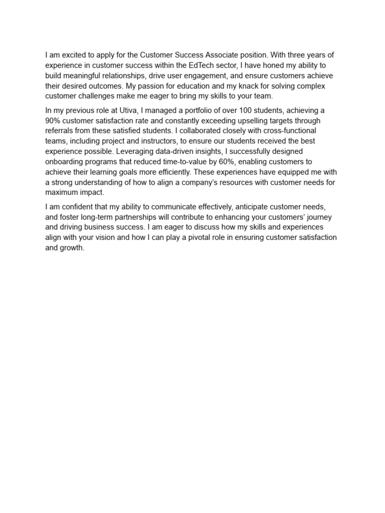 Ngozi Customer Success Associate Cover Letter | PDF