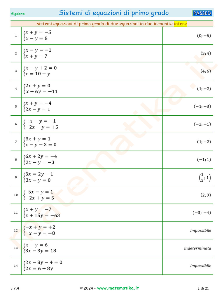 03 26 Sistemi Equazioni Primo Grado 7 4 | PDF | Mathematics ...