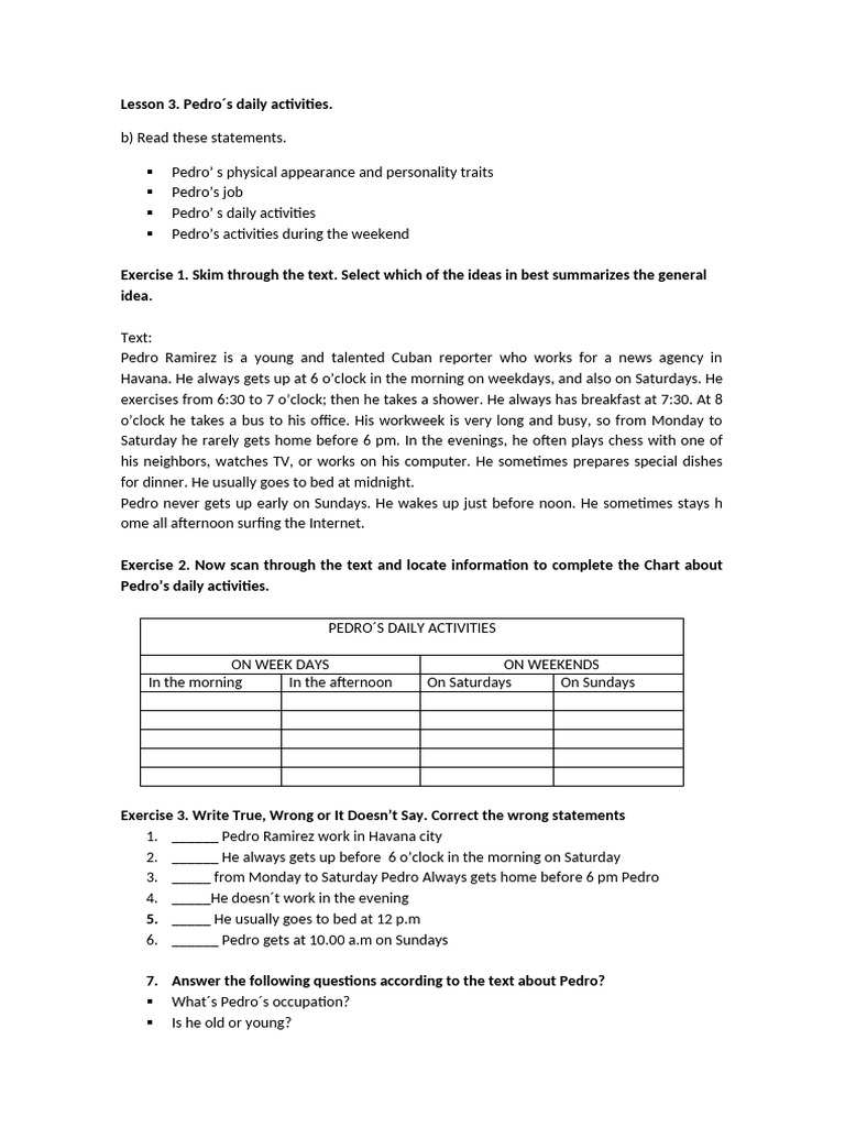 Unit 3. Lesson 2 | PDF
