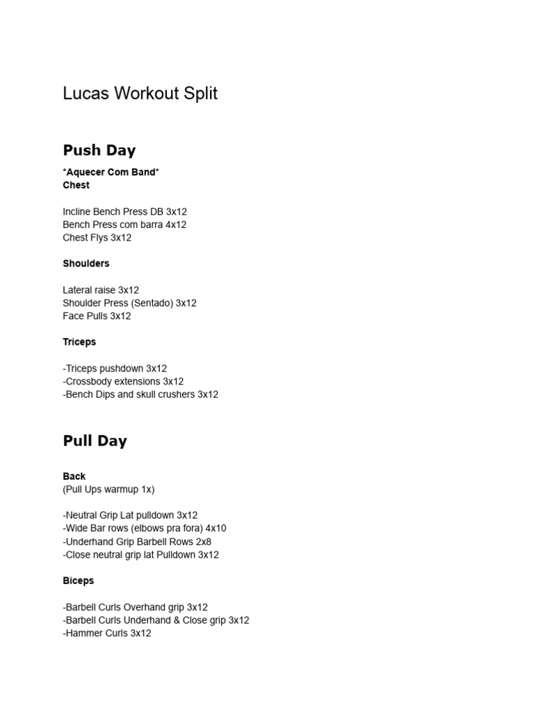 Lucas' Workout Routine | PDF