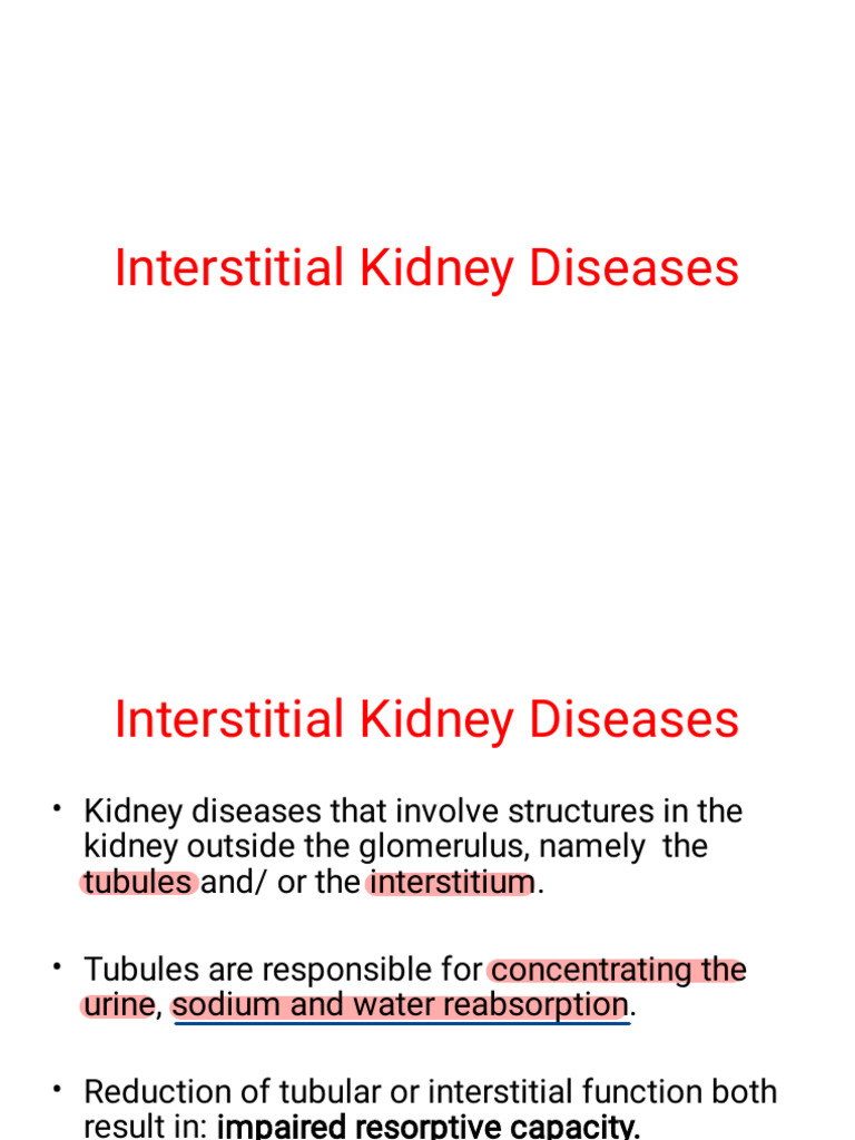 Lecture 12 - Interstitial Kidney Diseases | PDF | Kidney Disease | Kidney