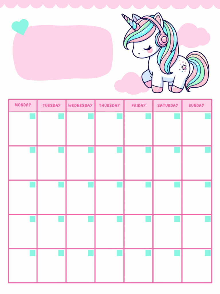 Kawaii Blank Calendar | PDF
