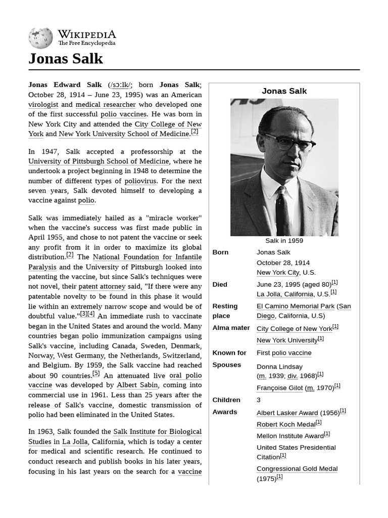 Jonas_Salk | PDF | Medicine