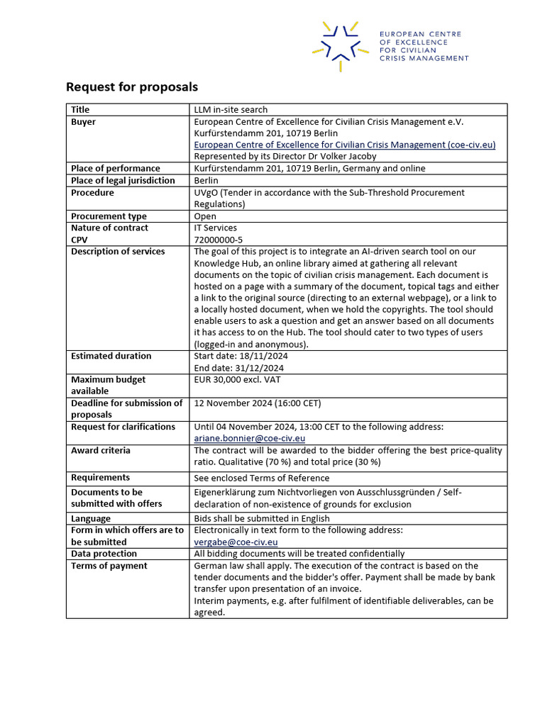 2024-10-15 Tender LLM In-Site Search Incl. Clarifications 2 | PDF ...