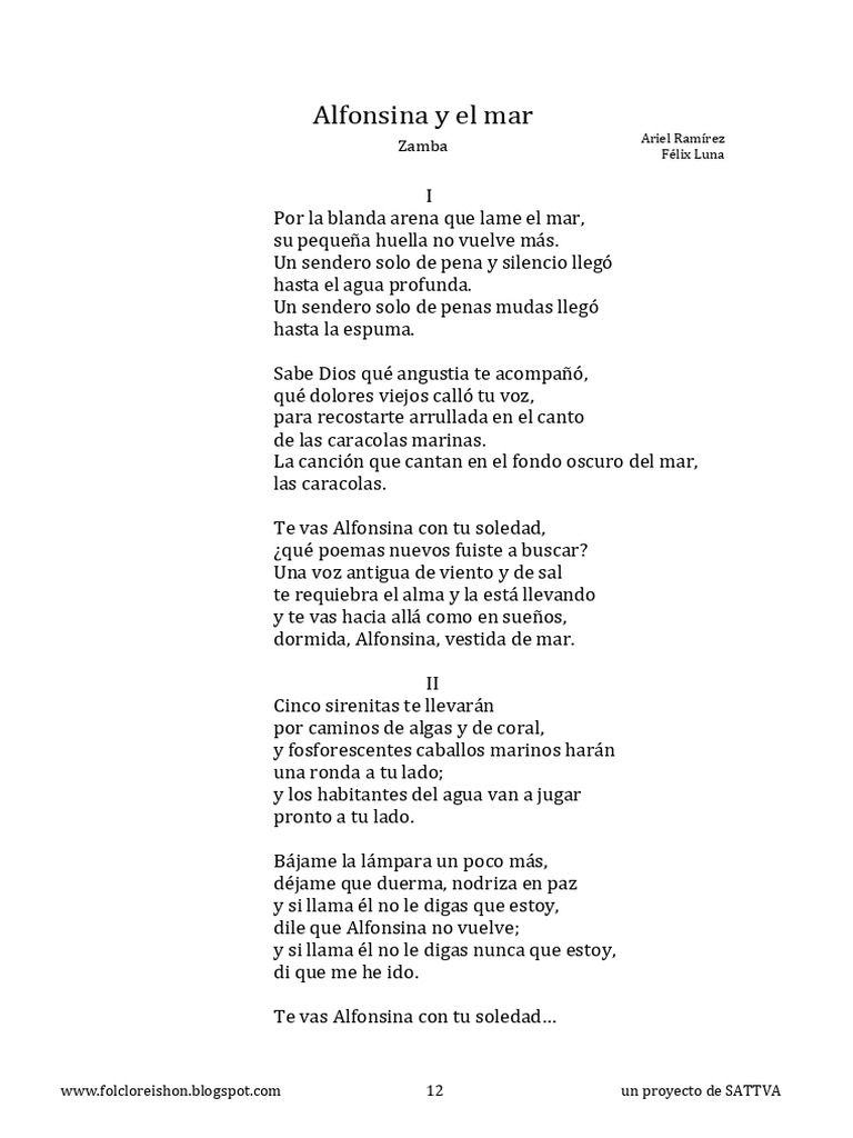 Alfonsina y El Mar Letra y Lead Sheet | PDF