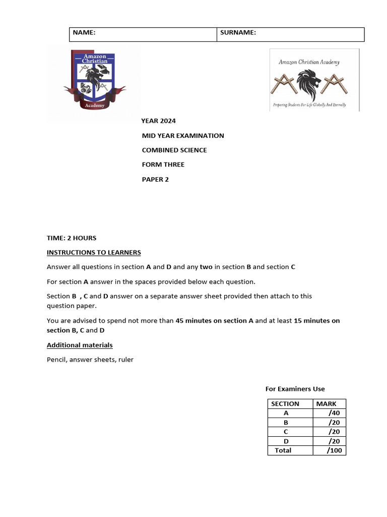 Combined Science Practical Sample Zimsec | PDF | Fuels | Corrosion