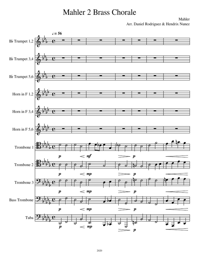 Mahler 2 Brass Chorale PDF Trombone Musical Instruments