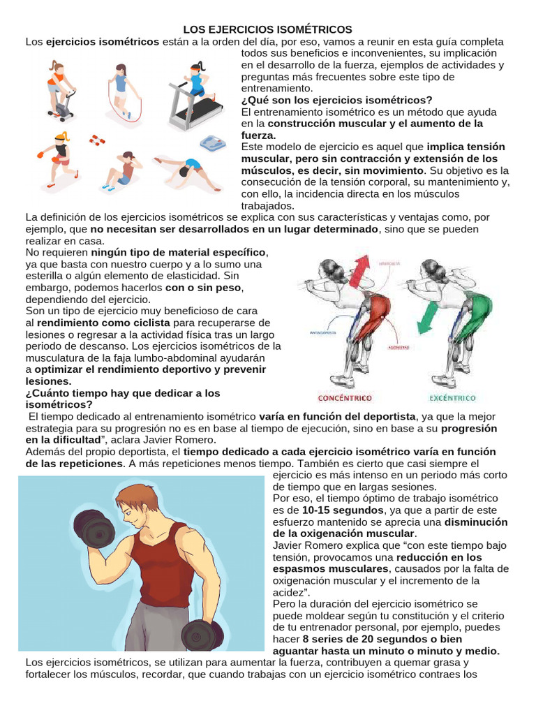 Los Ejercicios Isométricos | PDF | Contracción muscular | Músculo