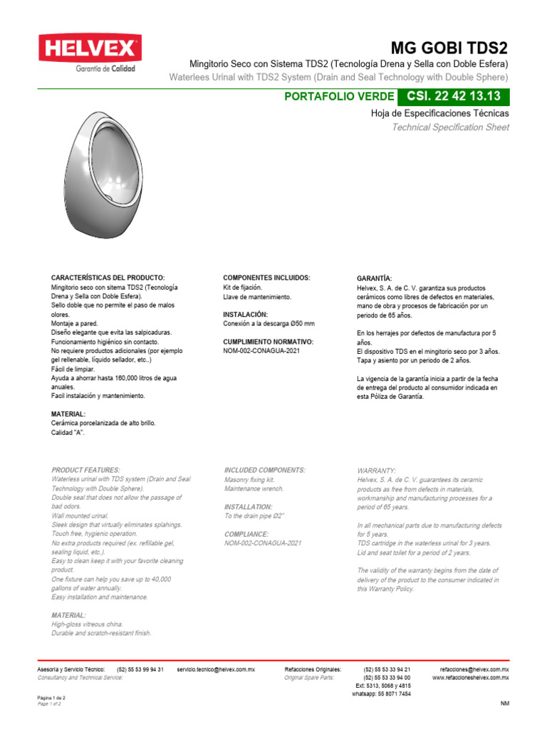 Ficha Tecnica MG GOBI TDS2 | PDF | Ingeniería