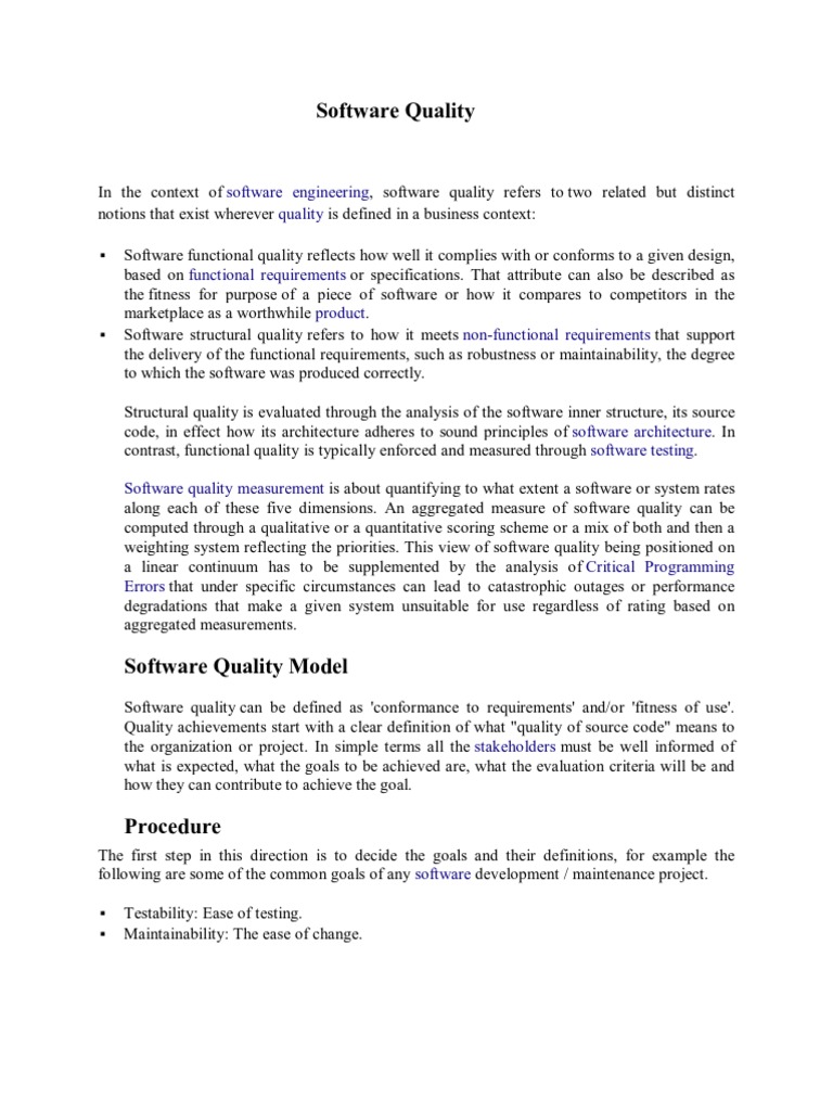 Software Quality | PDF | Software Quality | Systems Science