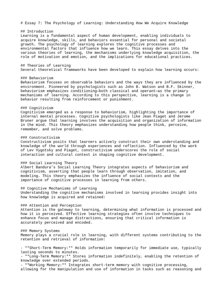 The Psychology of Learning - Understanding How We Acquire Knowledge ...