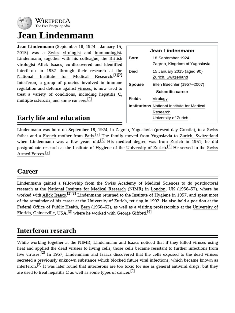 Jean_Lindenmann | PDF | Life Sciences | Medicine