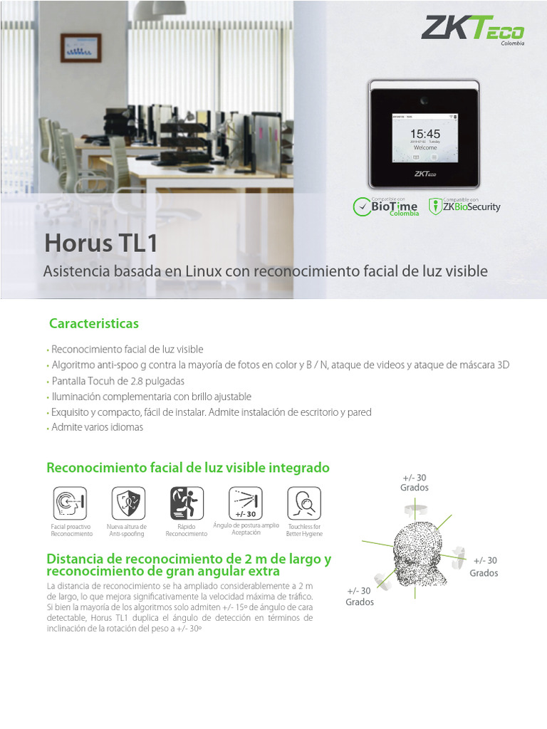 Horus TL1 Zkteco Tiempoyasistencia Colombia | PDF | Arquitectura de Computadores | Hardware de ...
