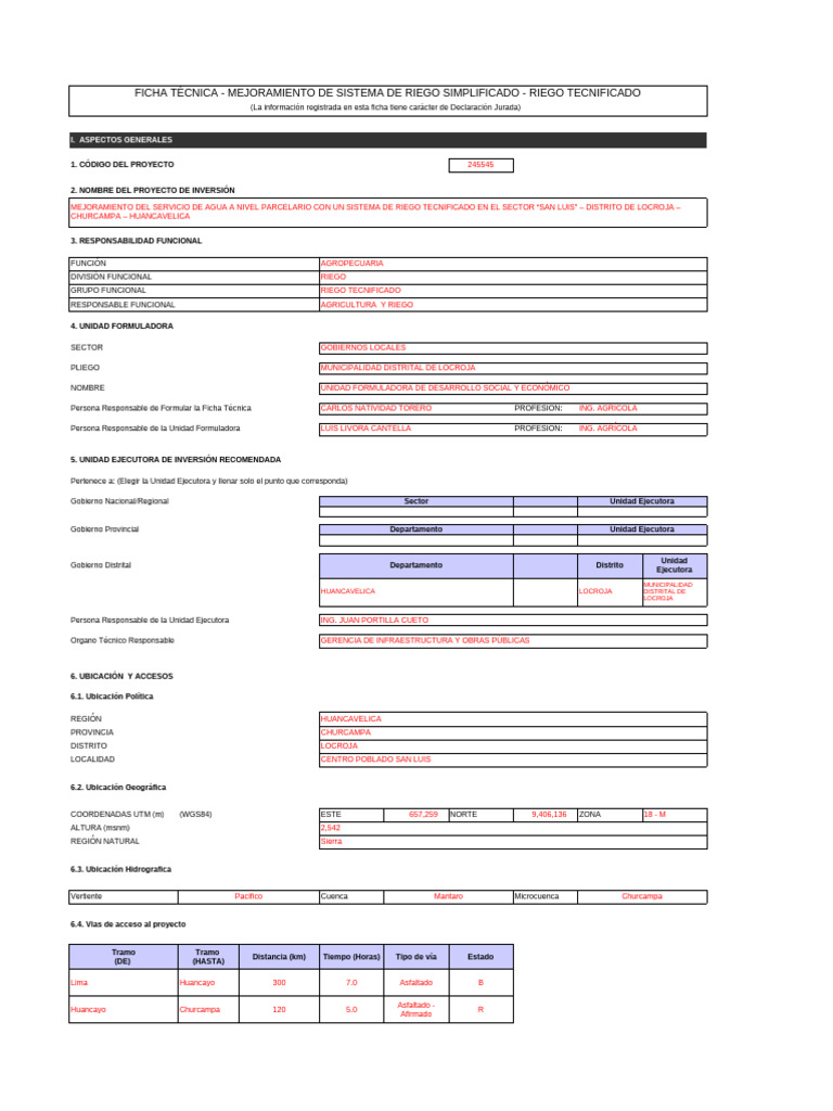 Ficha Técnica Específica Simplificada 1 | PDF | Riego | Oferta (economía)