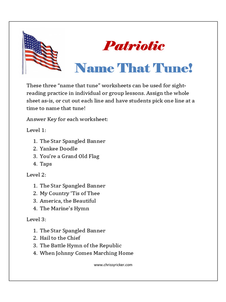 Patriotic Name That Tune Complete | PDF | Songs | American Music ...