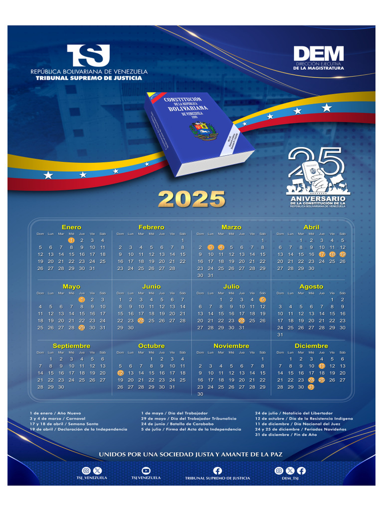 Calendario Judicial 2025 - Imprimir | PDF
