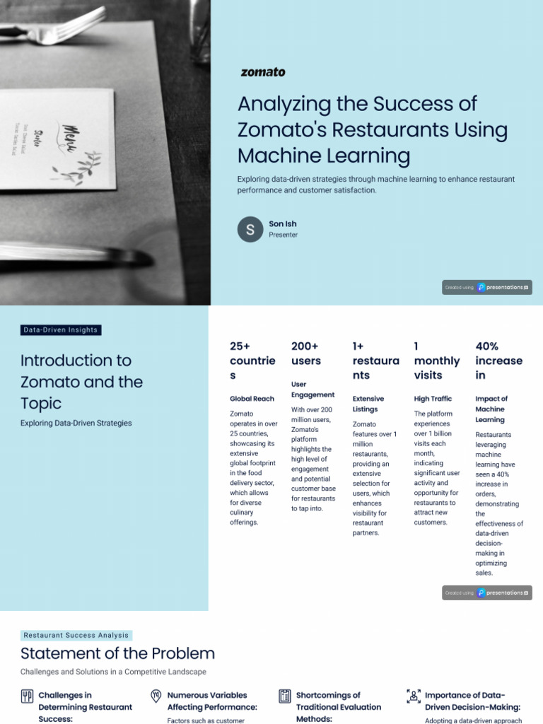 Analyzing The Success of Zomato's Restaurants Using Machine Learning | PDF