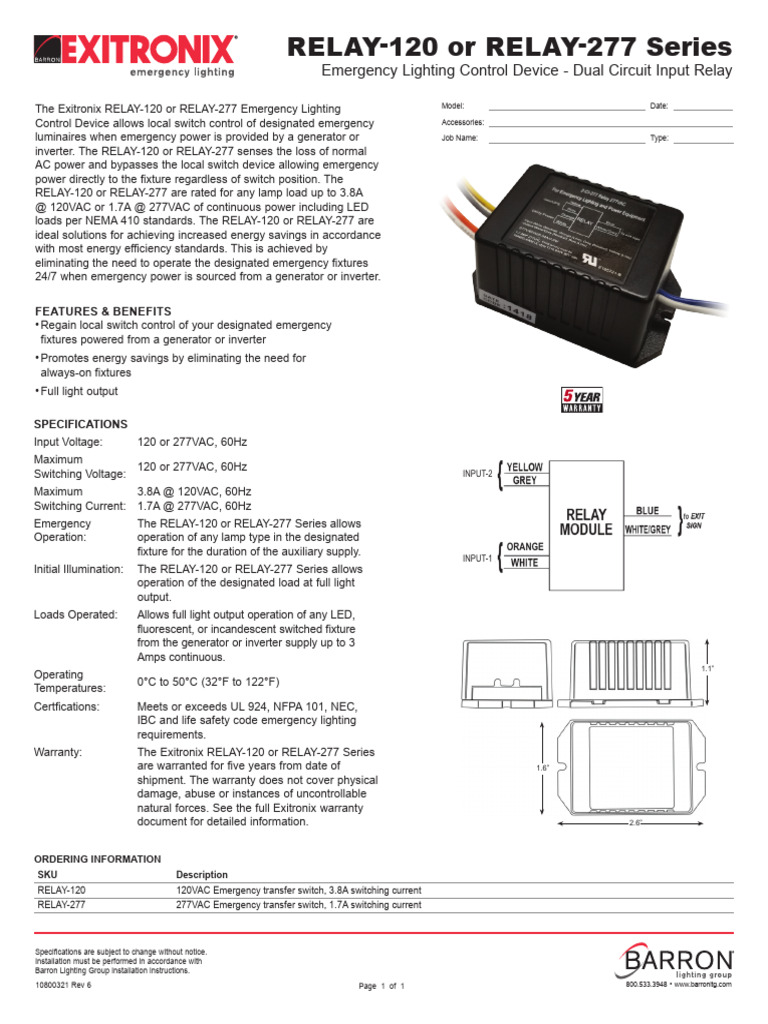 EMERGENCY LIGHTING CONTROL RELAY-2 | PDF | Power Inverter | Lighting