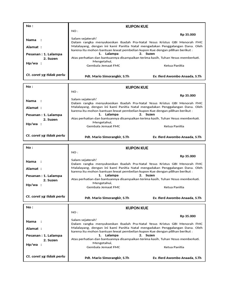 KUPON KUE FMC | PDF