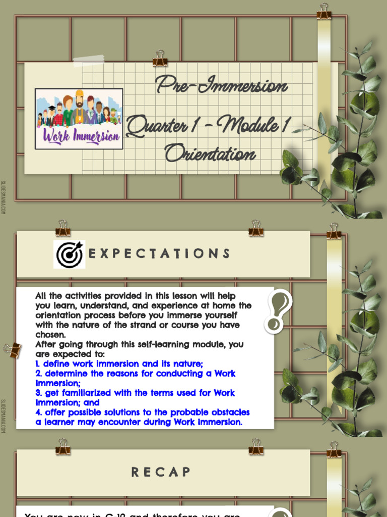 Work Immersion Week1 - Day 1-1 | PDF | Curriculum | Partnership