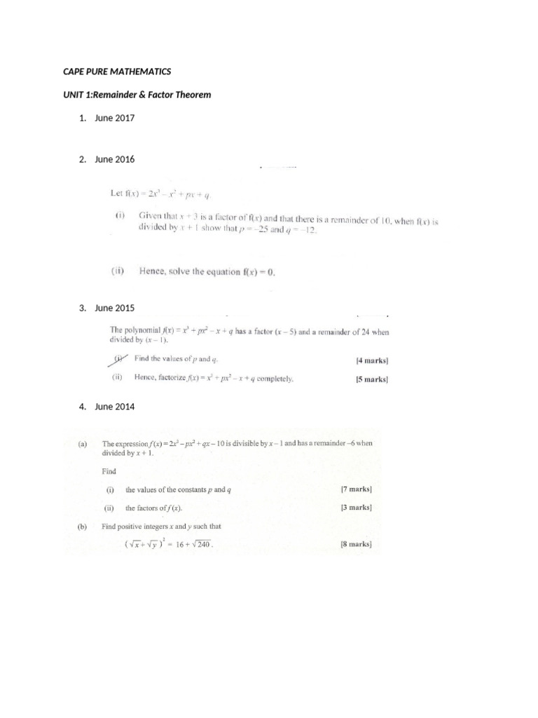 Remainder and Factor Theorem | PDF