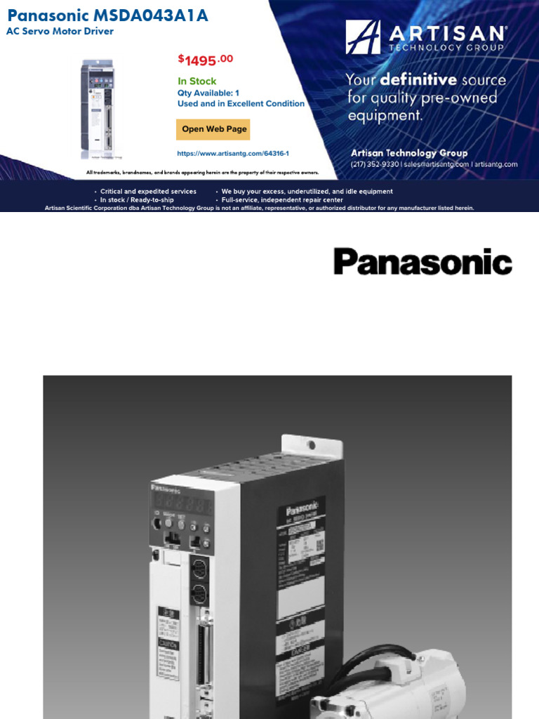 Panasonic MSDA043A1A Servo Driver Manual | PDF | Electrical Engineering ...