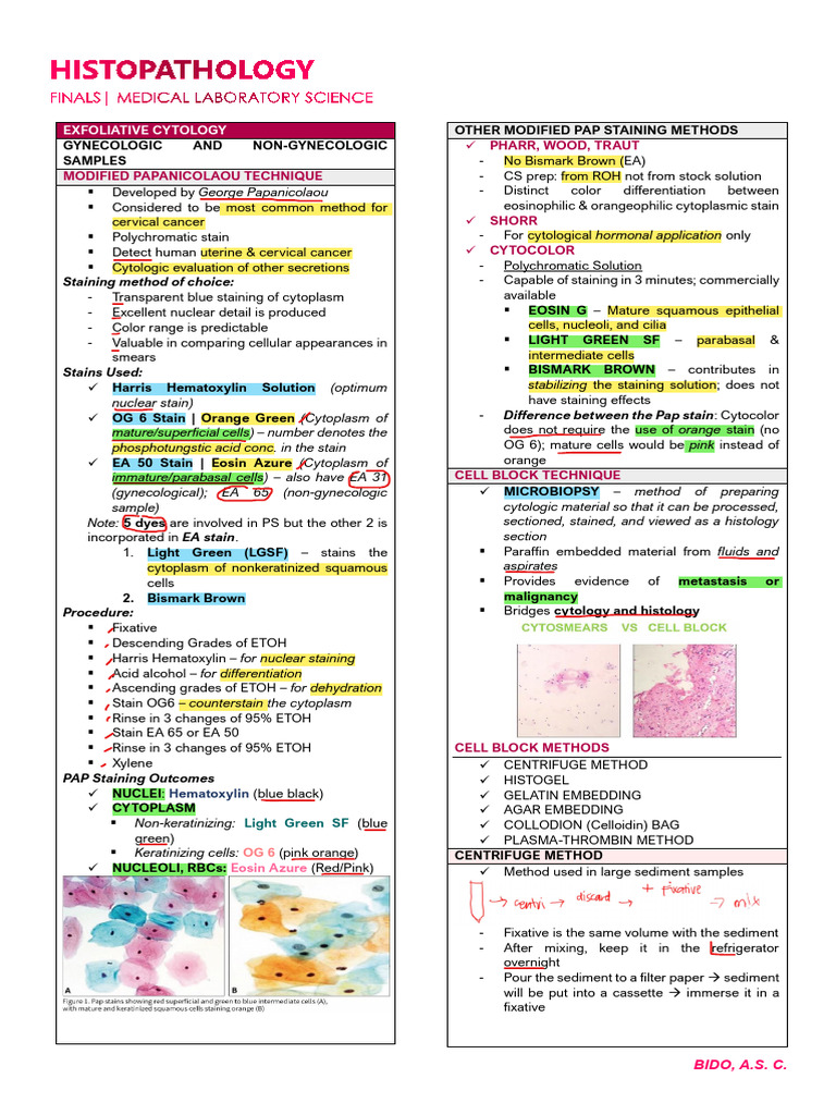 Finals Histopath Trans Cytology 1 | PDF | Staining | Cytopathology