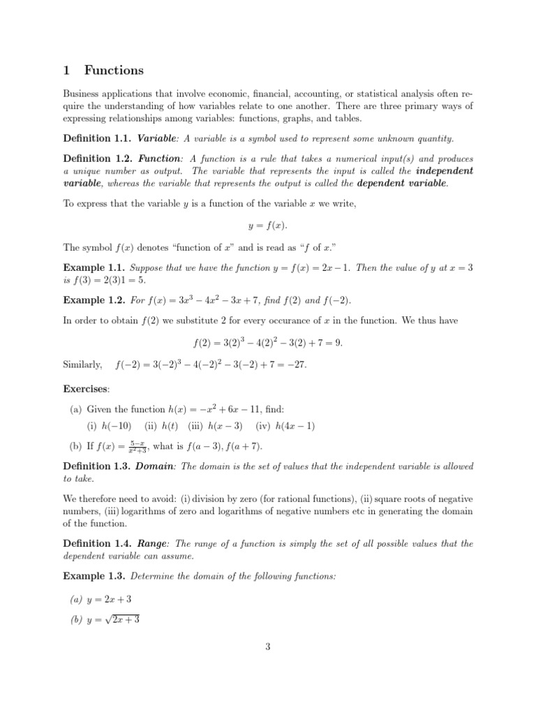 Topic-1-Functions (Mathematics For Business) | PDF | Function (Mathematics) | Variable (Mathematics)