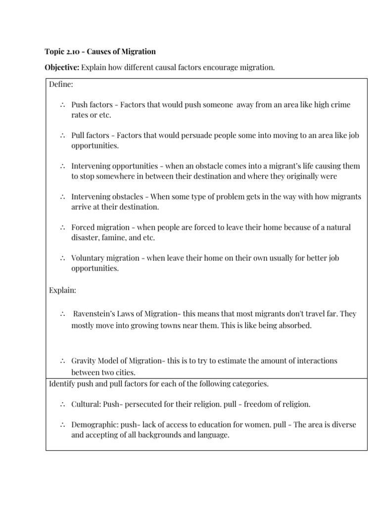Causes and Effects of Migration Factors | PDF | Human Migration ...