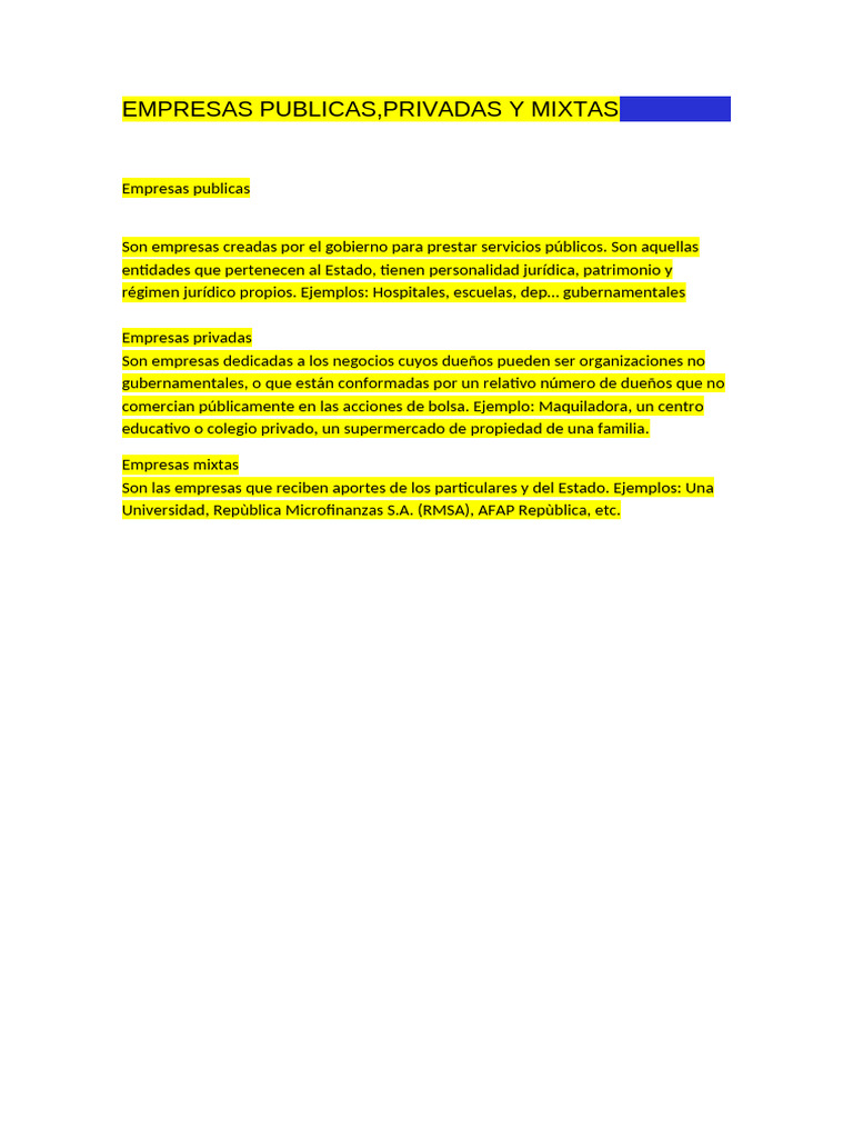 Empresas Publicas y Mixtas | PDF